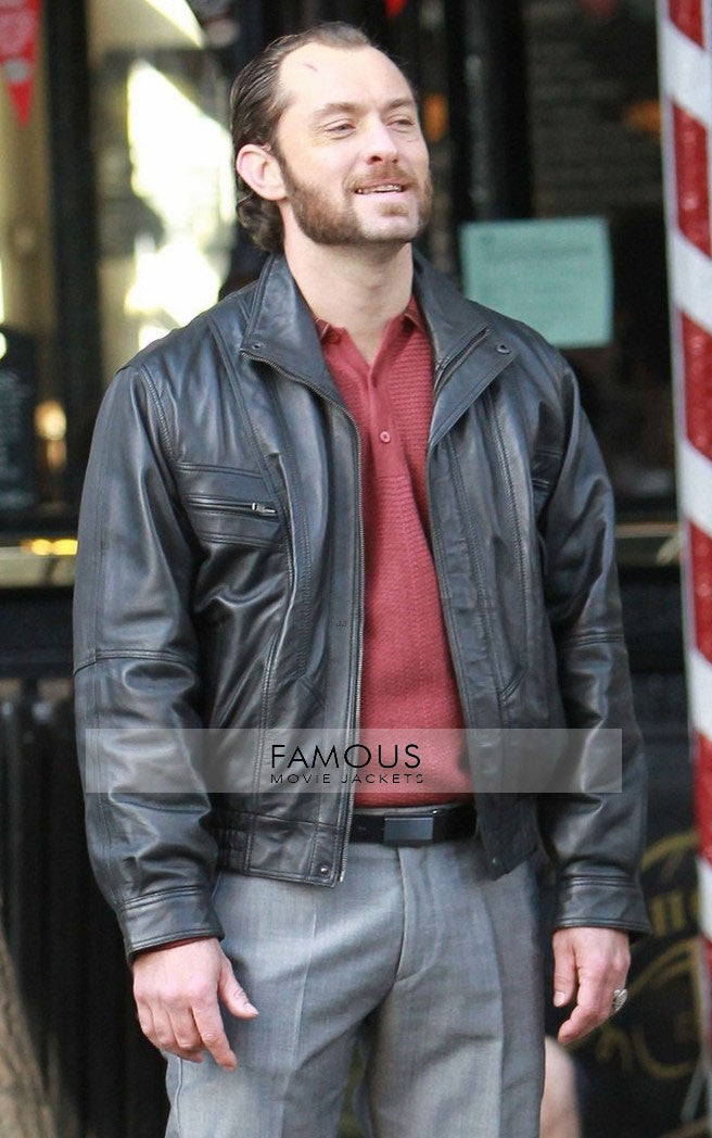 Dom Hemingway Jude Law Black Designer Leather Jacket
