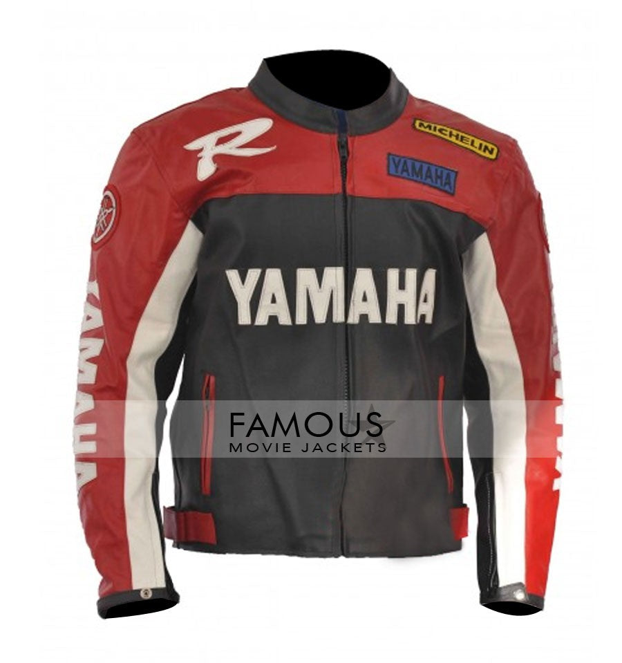 Yamaha Black Motorcycle Riding Leather Jacket